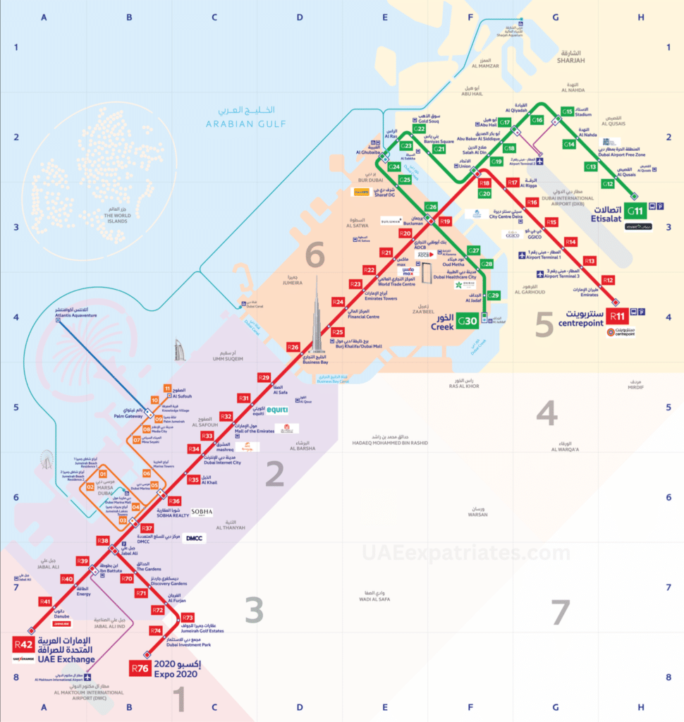 Dubai Metro Map Printable Dubai Metro Map Printable